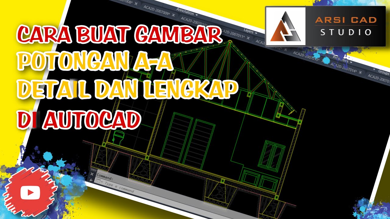 CARA GAMBAR POTONGAN A A DI AUTOCAD - YouTube