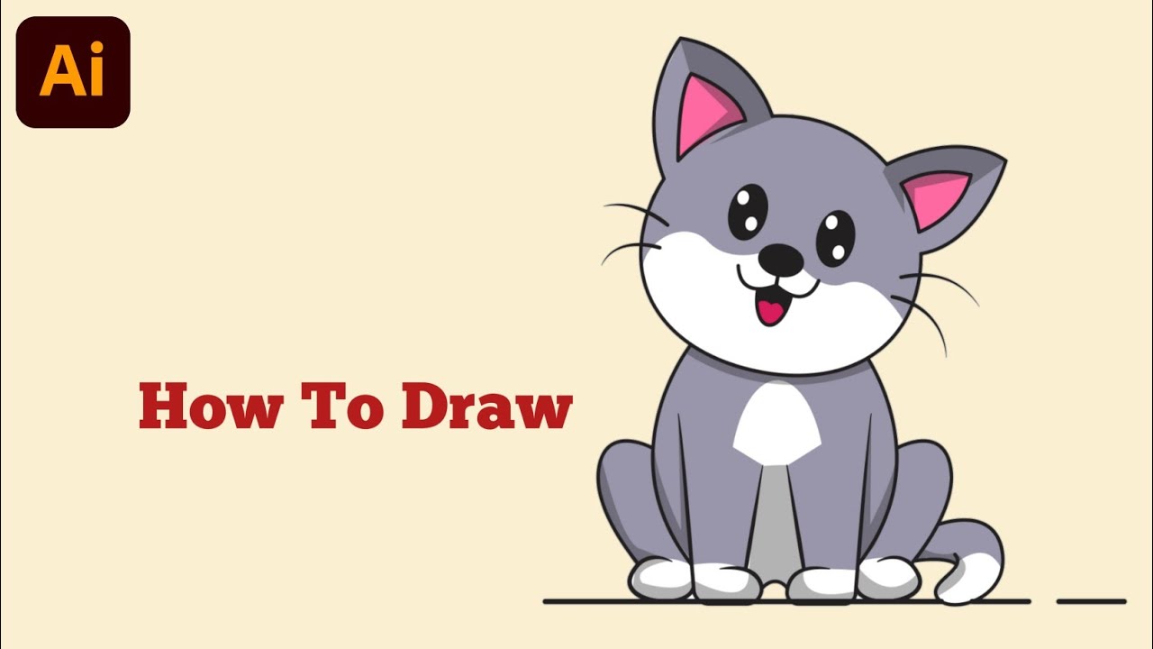 Cat Illustrator | Cat Drawing In Adobe Illustrator | How To Draw Cat ...