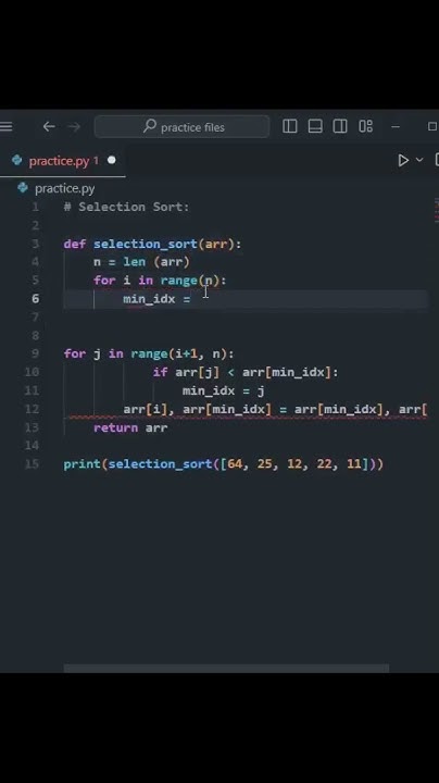 Selection Sort Python Pythonprogrammingcodinglearnpython Pythonforbeginners Youtube