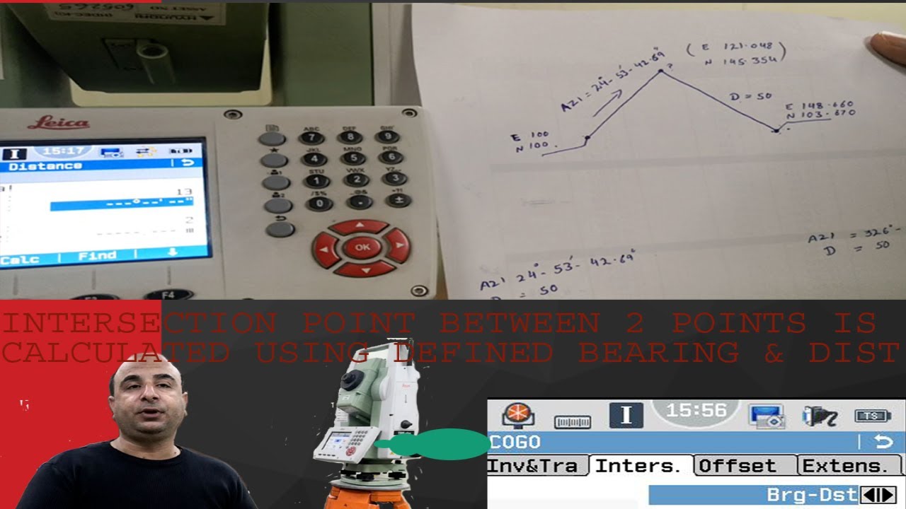 Intersection Point between 2 points is Calculated using defined Bearing ...