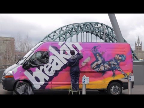 Breakin' Convention Whitley Bay: Painting the graffiti van with Ghetto Method