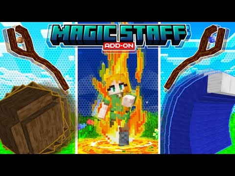 este addon adiciona vários tipos de cajados mágicos para o seu Minecraft 1.21 (Magic Staffs Add ...
