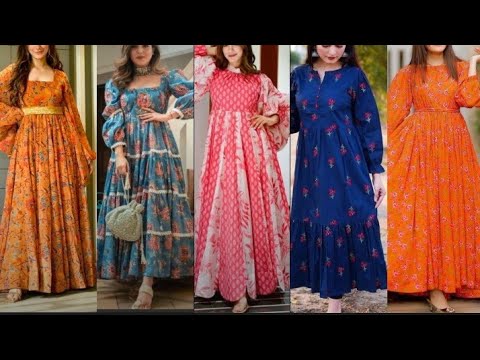 Stylish Comfortable casual long frocks | Printed frocks design | Simple ...