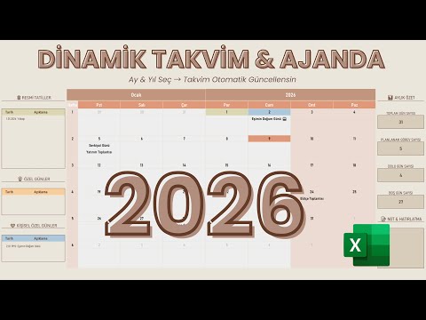 Excel'de Dinamik Takvim & Ajanda Paneli | Resmi Tatiller, Özel Günler, Görev Takibi