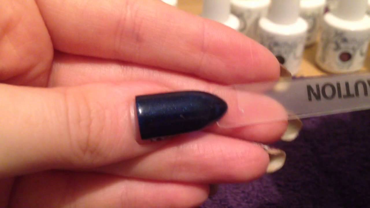 Gelish swatch caution navy blue gel polish review new - YouTube