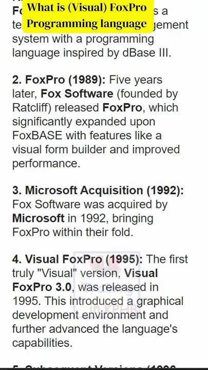 What is Visual FoxPro Programming language In Telugu #programminglanguage #vlrtraining - YouTube