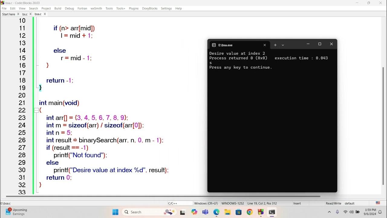 Binary Search and Bubble Sort code explanation - YouTube