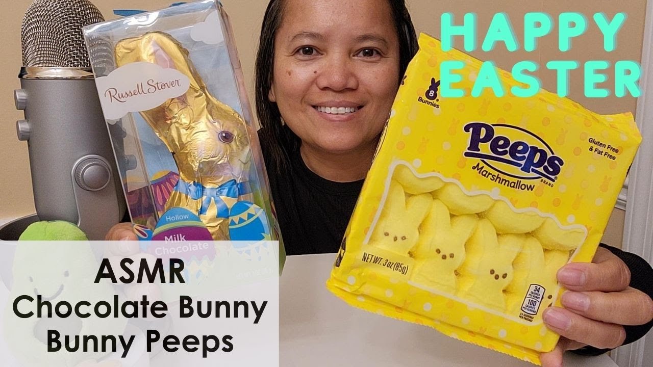 ASMR Easter Chocolate Bunny, Yellow Bunny Peeps. Satisfying soft ...