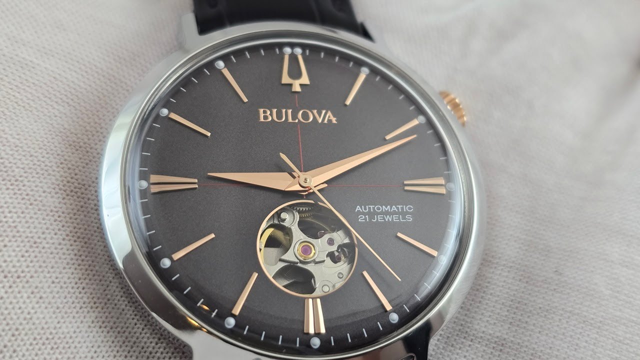 Bulova "Classic Aerojet", 98A187, Open-Heart Automatic Grey Dial ...