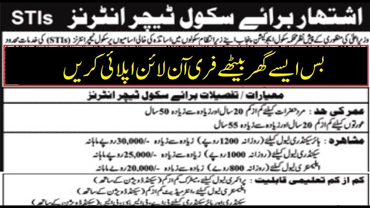How to Apply Online for STI Jobs 2021 in Punjab - School Teacher ...