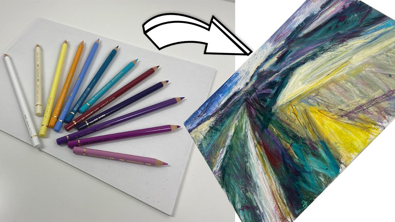 Abstract Landscape Art Using A Minimal Palette Of Coloured Pencils ...