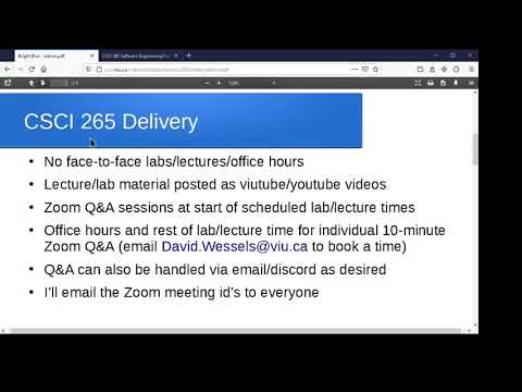 CSCI 265 Software engineering: Fall 2020 intro - YouTube