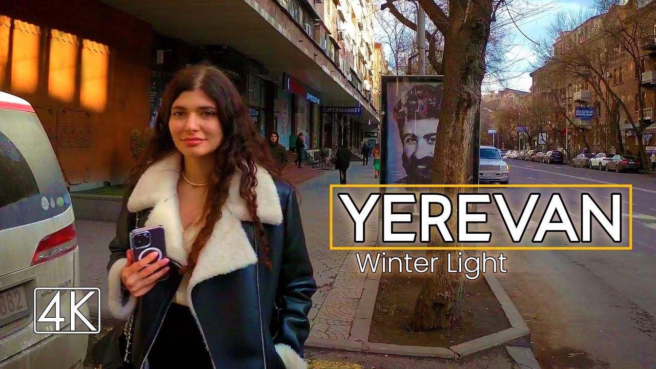 YEREVAN Walking Tour, Winter Light, Armenia, Feb 03, 2023, 4K 60fps ...