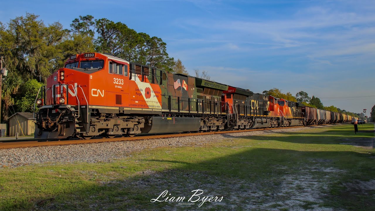 CN Veterans unit leads CSX B229 + A few other trains around the Florida ...