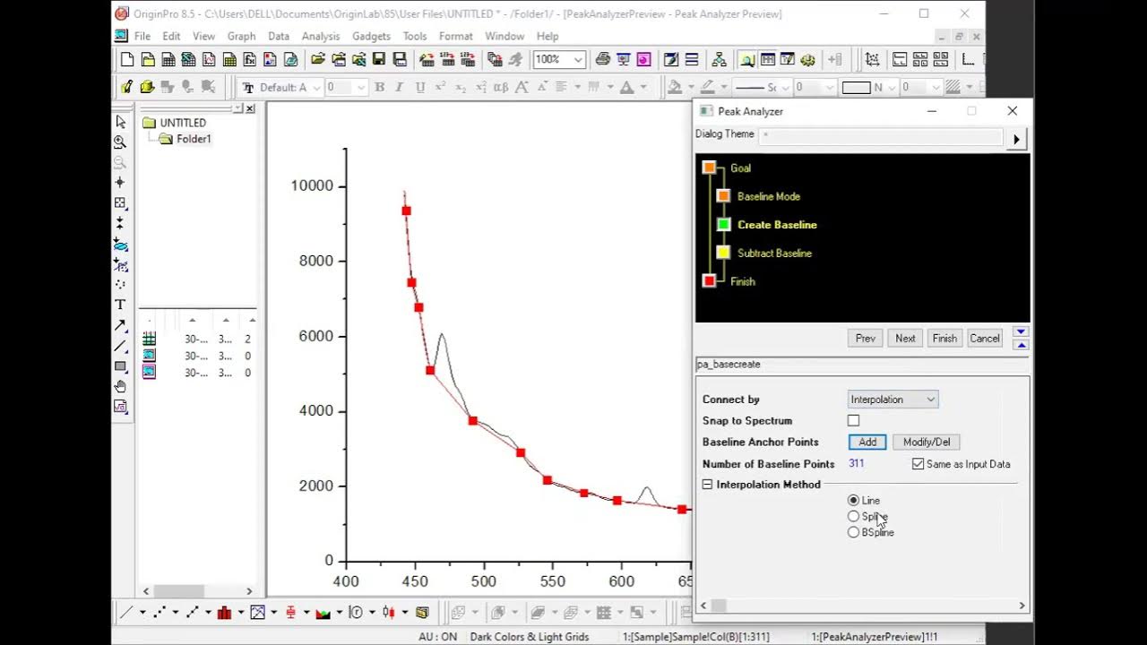 Baseline correction using Origin 8.5 - YouTube