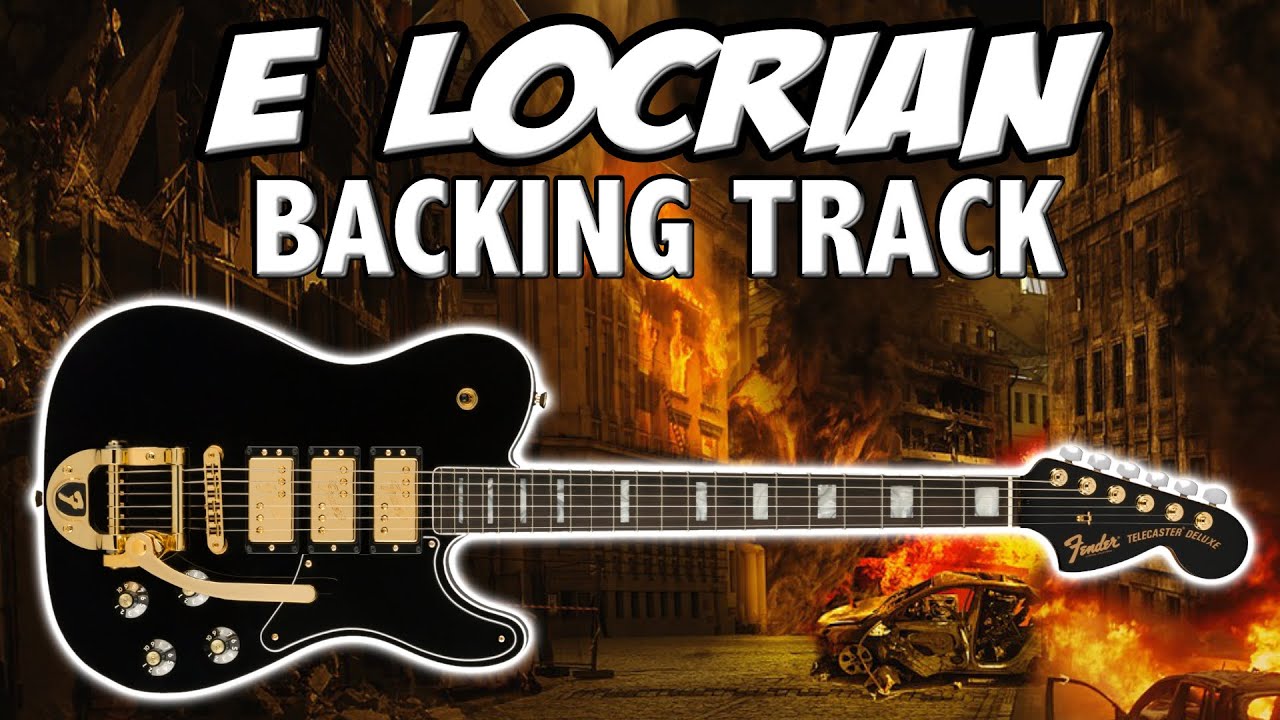 E Locrian Guitar Backing Track (F Major Scale) | Rock Metal Style - YouTube