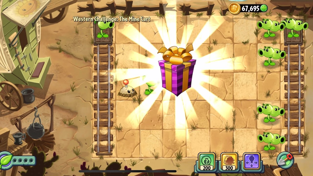 Plants vs Zombies2 Western Challenge : The Mine Cart! - YouTube