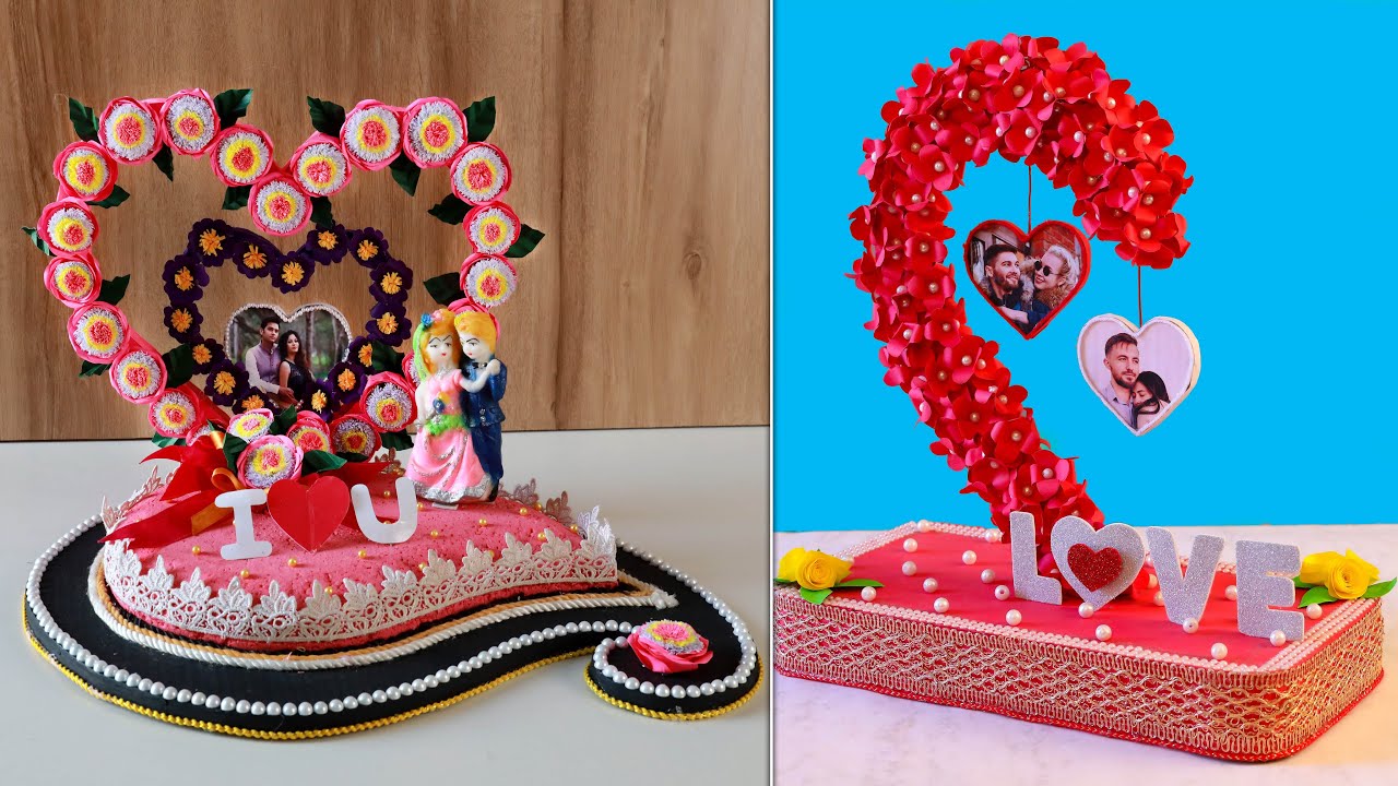 4 💋COUPLE SPECIAL CRAFT..!! ️ Heart Showpiece Ideas - Couple Bedroom ...
