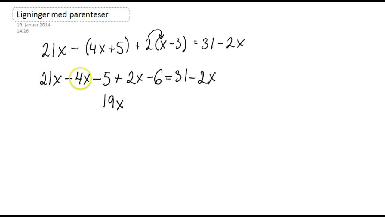 Ligninger med parentes - YouTube