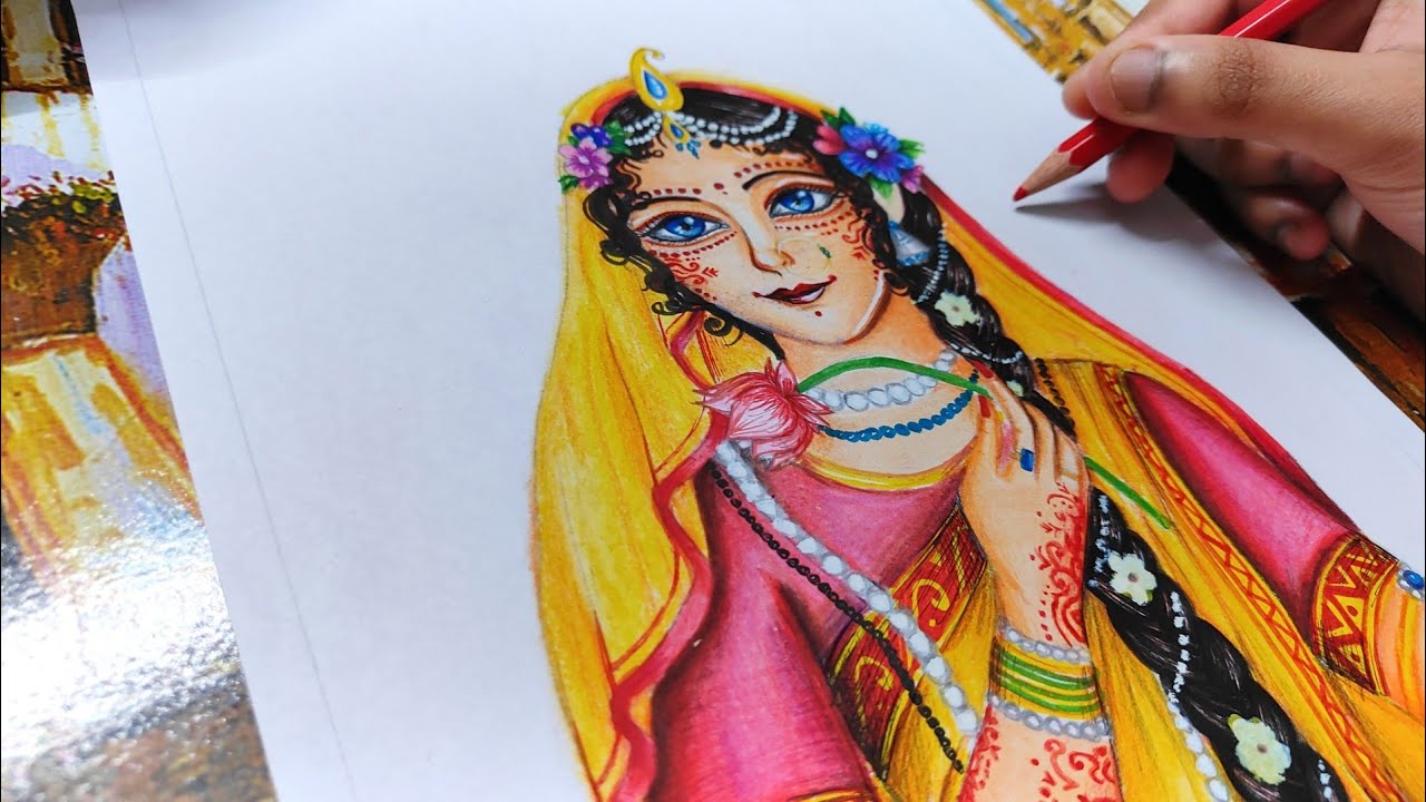 RadhaRani Drawing With Pencil Colour |Part-2| @NehaKairi - YouTube