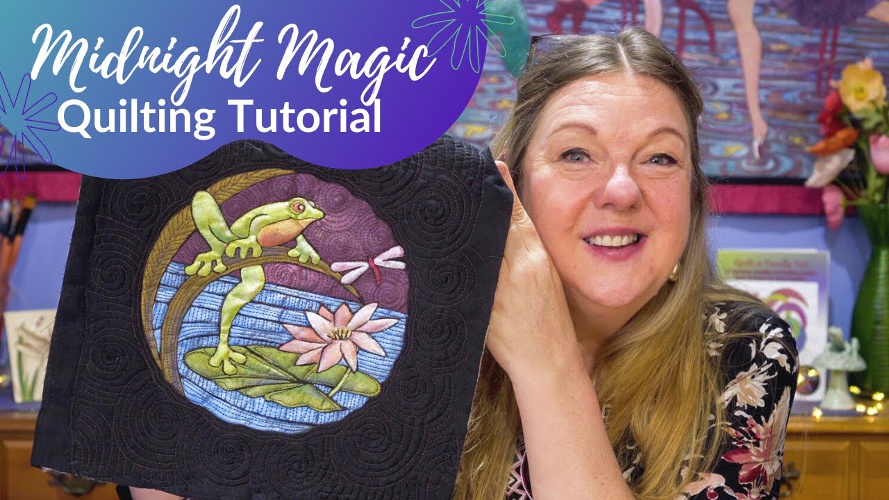 Free-Motion Quilting Tutorial ~ Midnight Magic Block of the Month - YouTube
