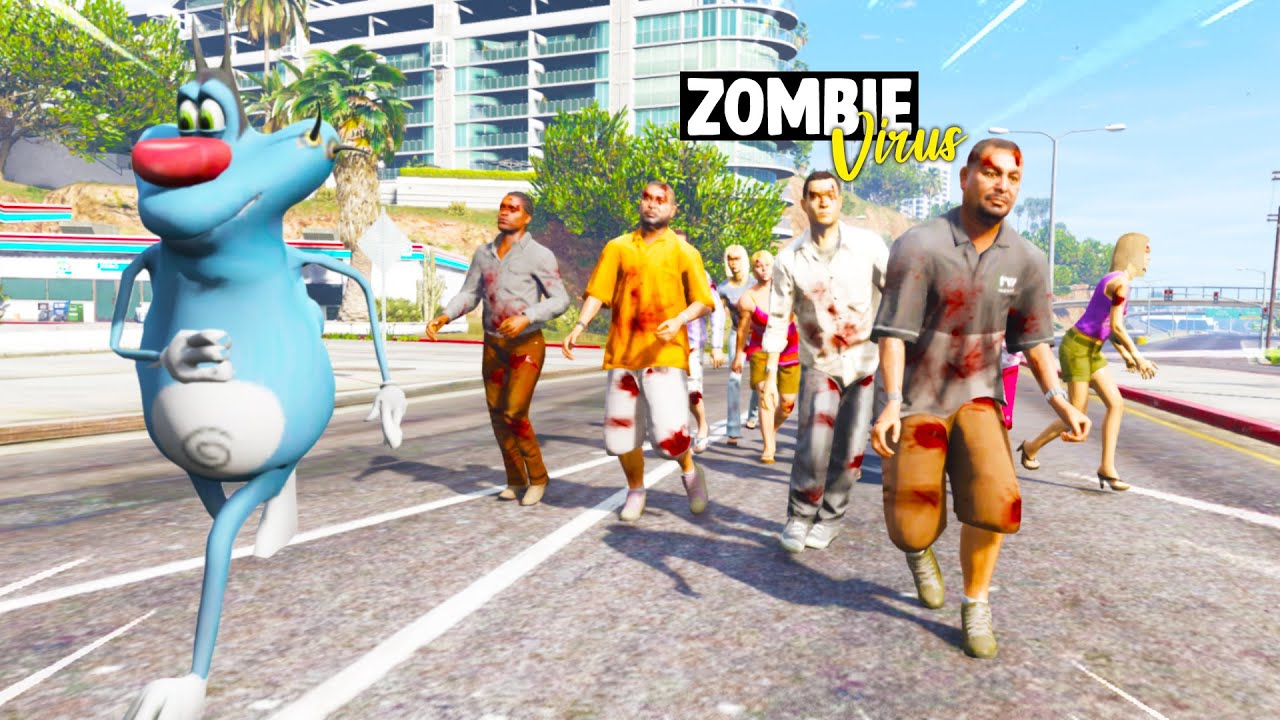 OGGY JACK and PINKA Surviving Zombie Virus In GTA 5 (Part 1) Zombie ...