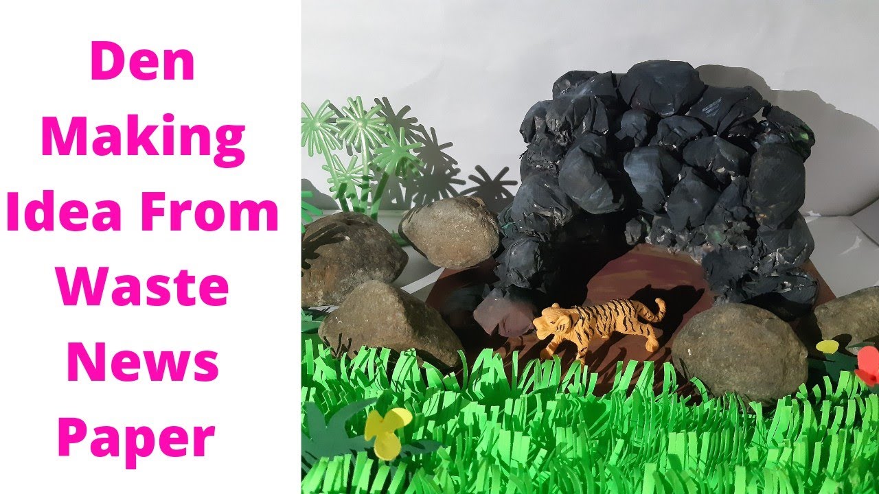 Tiger Den Making Idea.Model Of Den .Easy school Project.Best Out of ...