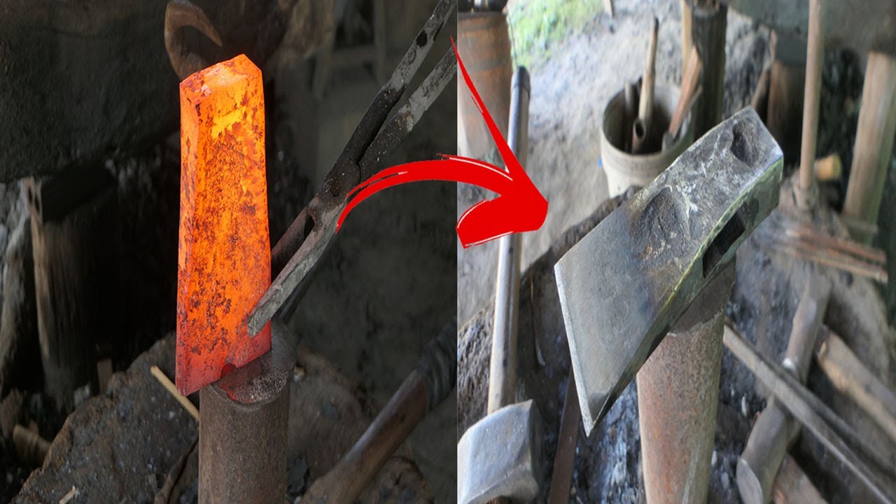 DIY Tools/ How To Forge a Big Axe From The Thick Spring Scrap at Home ...