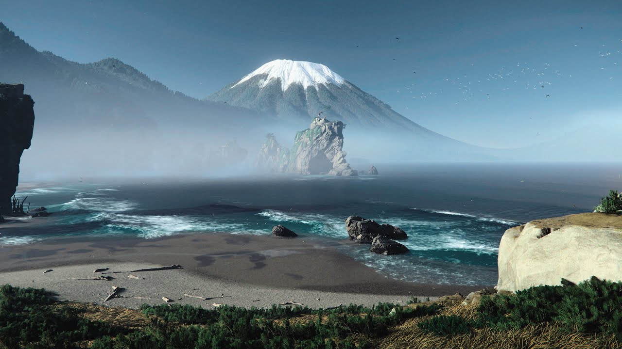 Beautiful Beach Scene in Ghost of Yotei | Calming Background - YouTube