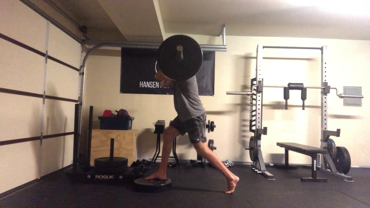 Barbell Front Rack Front Foot Elevated Split Squat - YouTube
