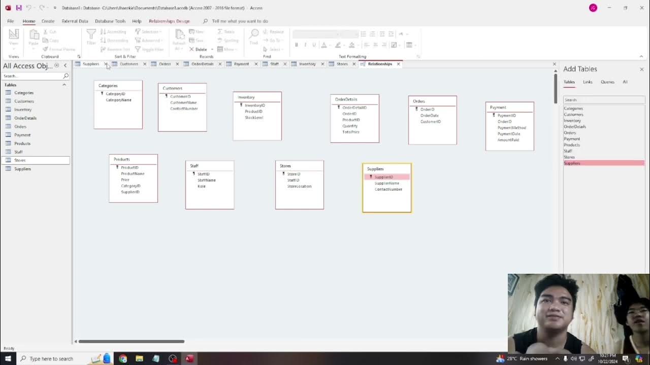 CREATING ERD IN DBMS USING ACCESS - YouTube