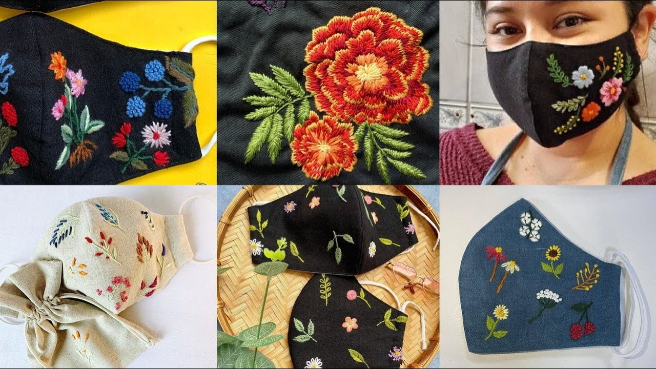 Hand embroidery mask designs ( for beginners ) part 1 - YouTube