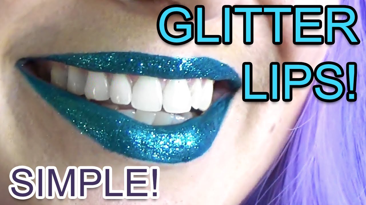 Glitter lipstick tutorial – NOT red, but blue lips! - YouTube