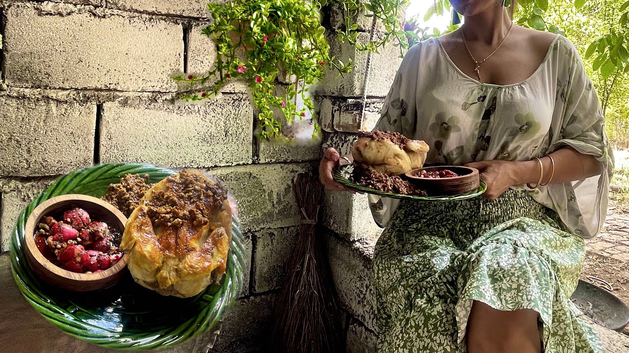 Stuffed Chicken over Fire + Traditional Vegetable Pickle | Village ...