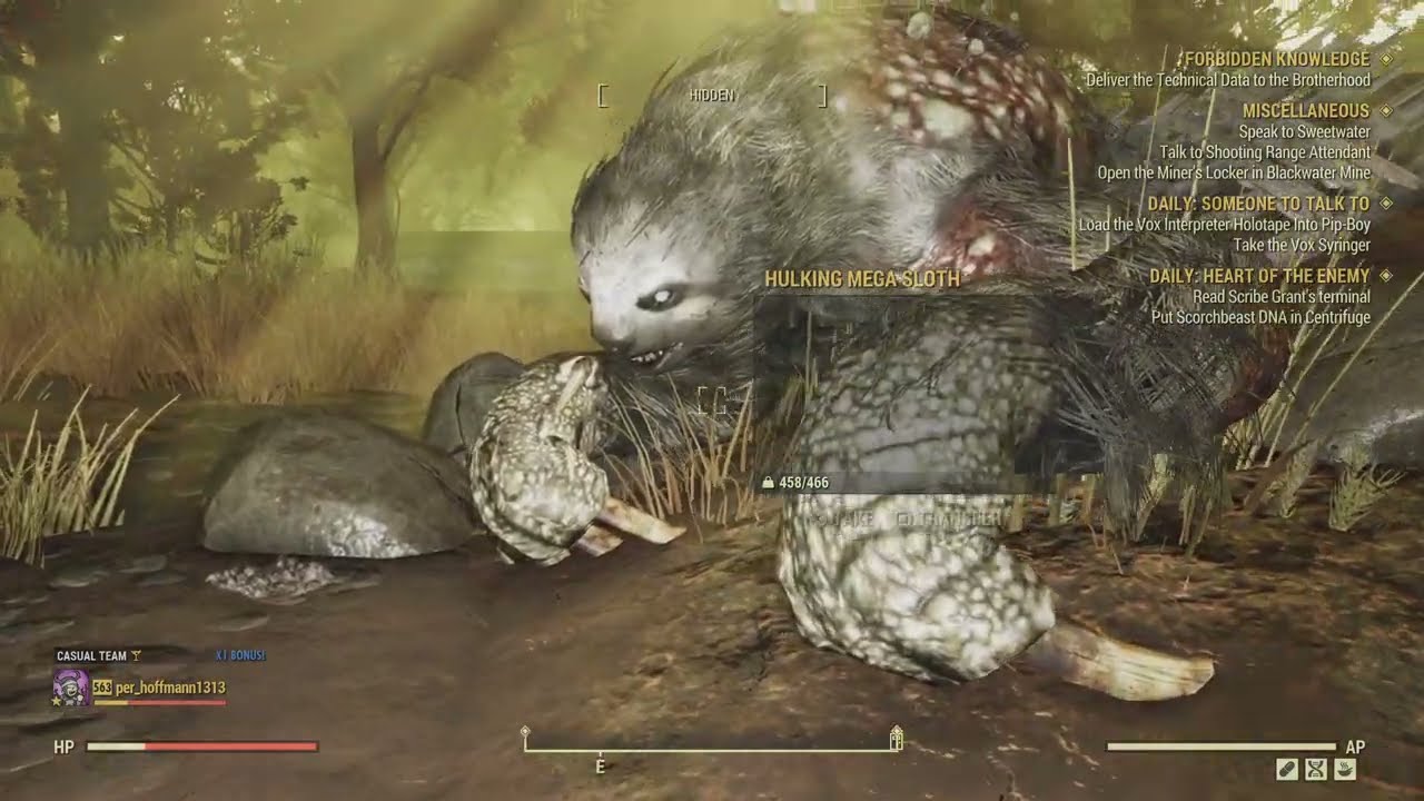 Fallout 76 - Kill a mega Sloth - YouTube