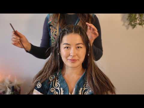 ASMR Careful & Perfectionistic Hair Stying & Adjustments for Ediya (Kazakh Style, Real Person)