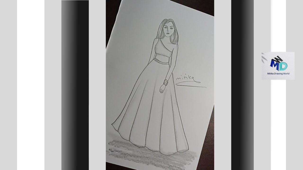 How To Draw A Beautiful Girl Step By Step||Drawing A Girl With Prom ...