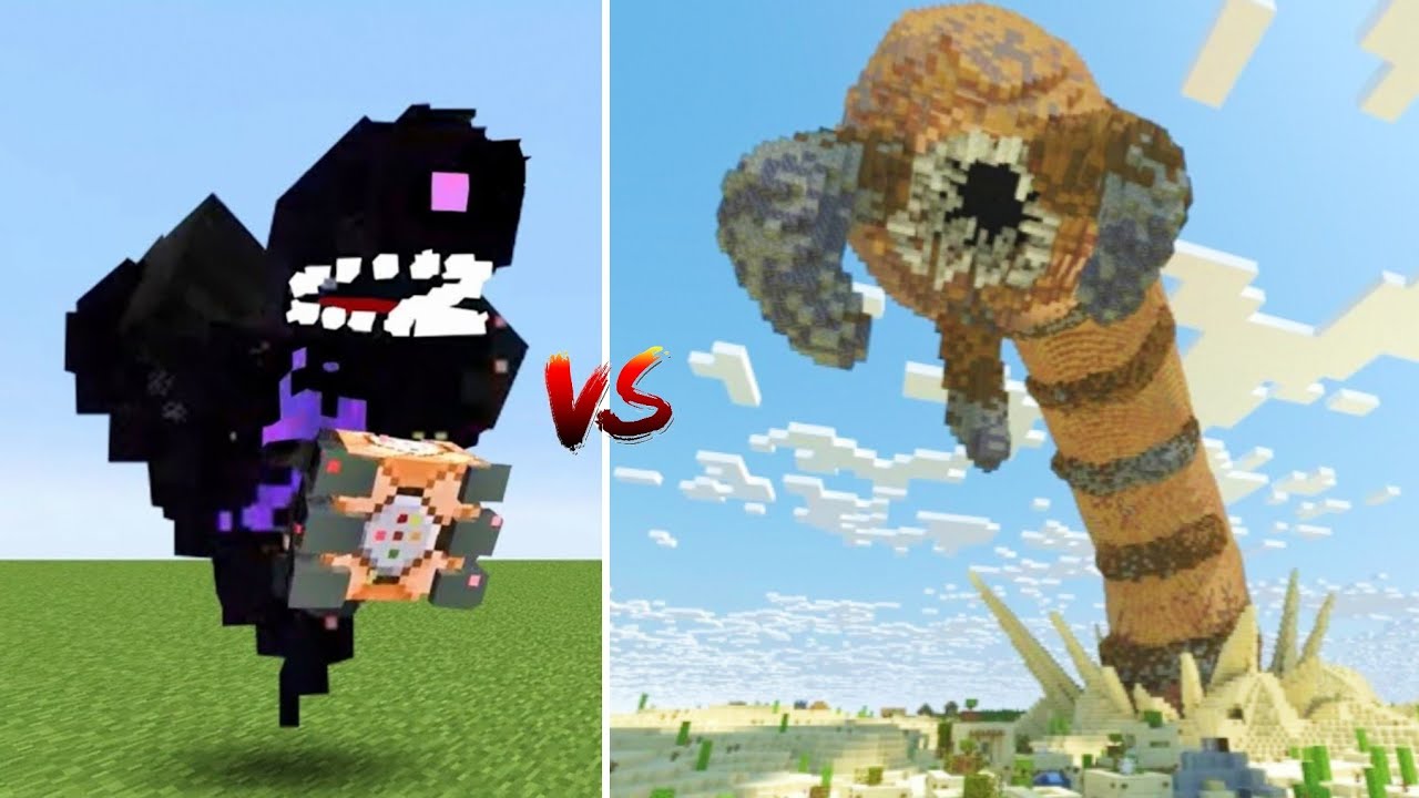 Wither Storm VS Mutant sand worm in Minecraft - YouTube