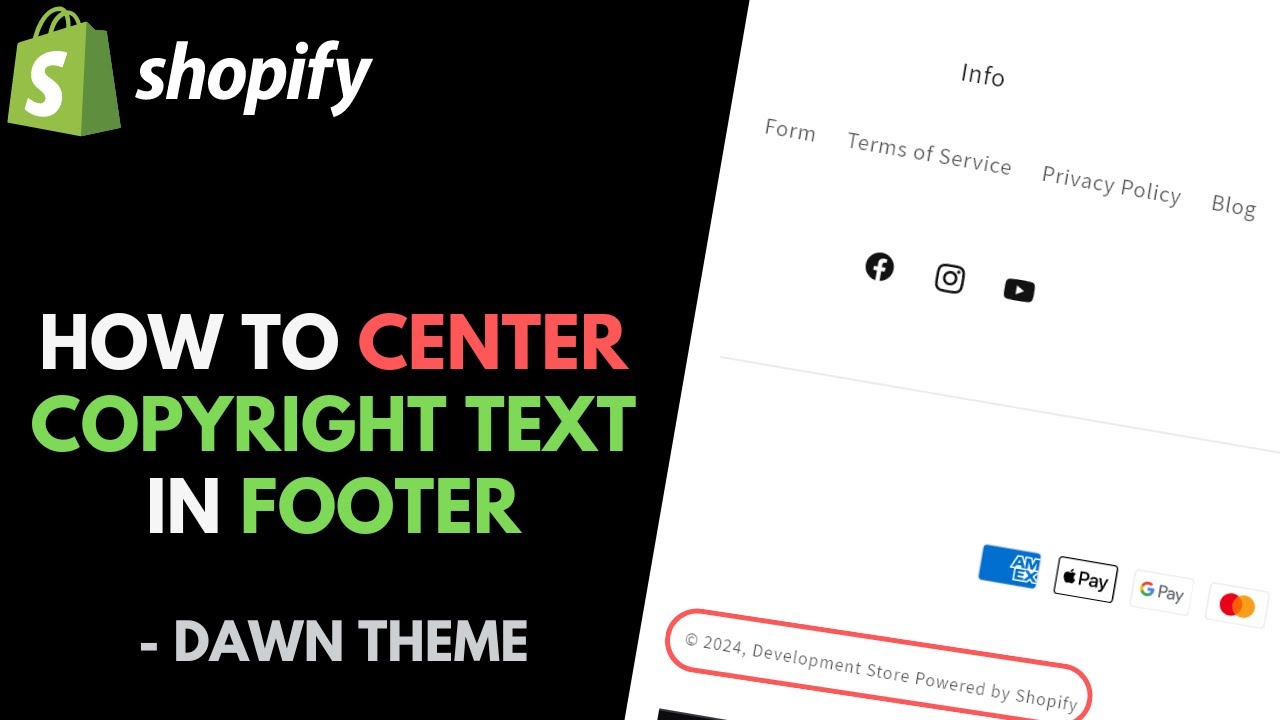 Shopify Dawn Theme: How to Center Copyright Notice in the Footer ...