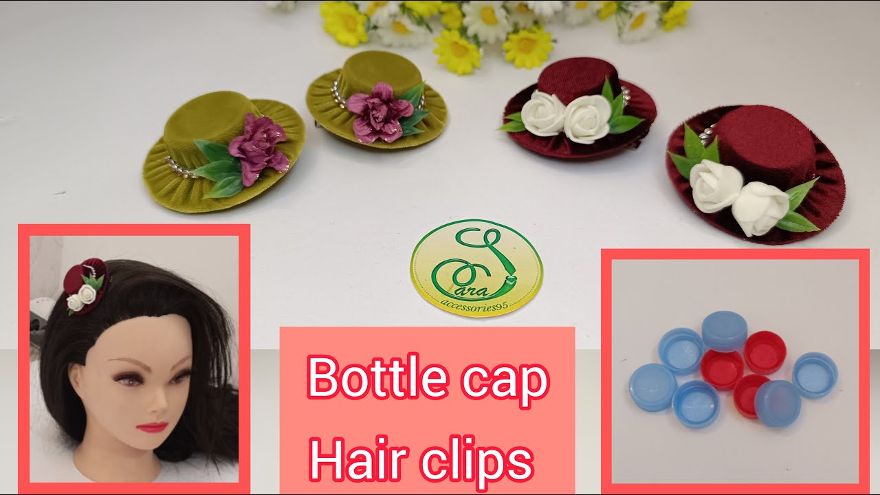 Make mini hat with Plastic bottle cap/hair clips with bottle cap - YouTube