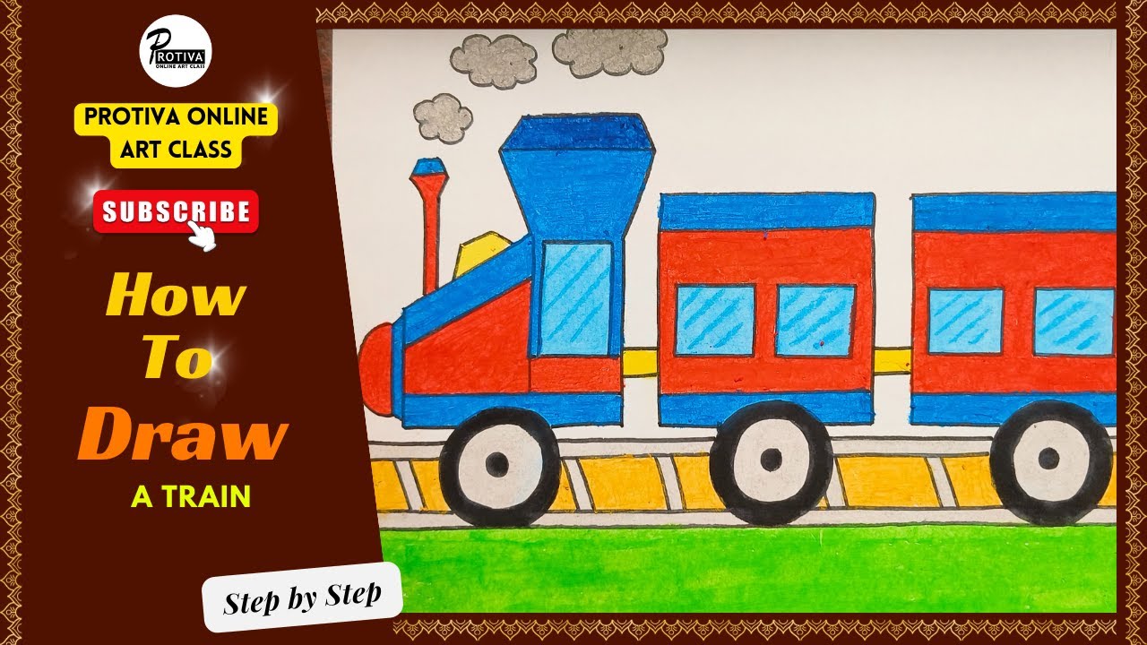 How to Draw a Train easy for beginners step by step - YouTube