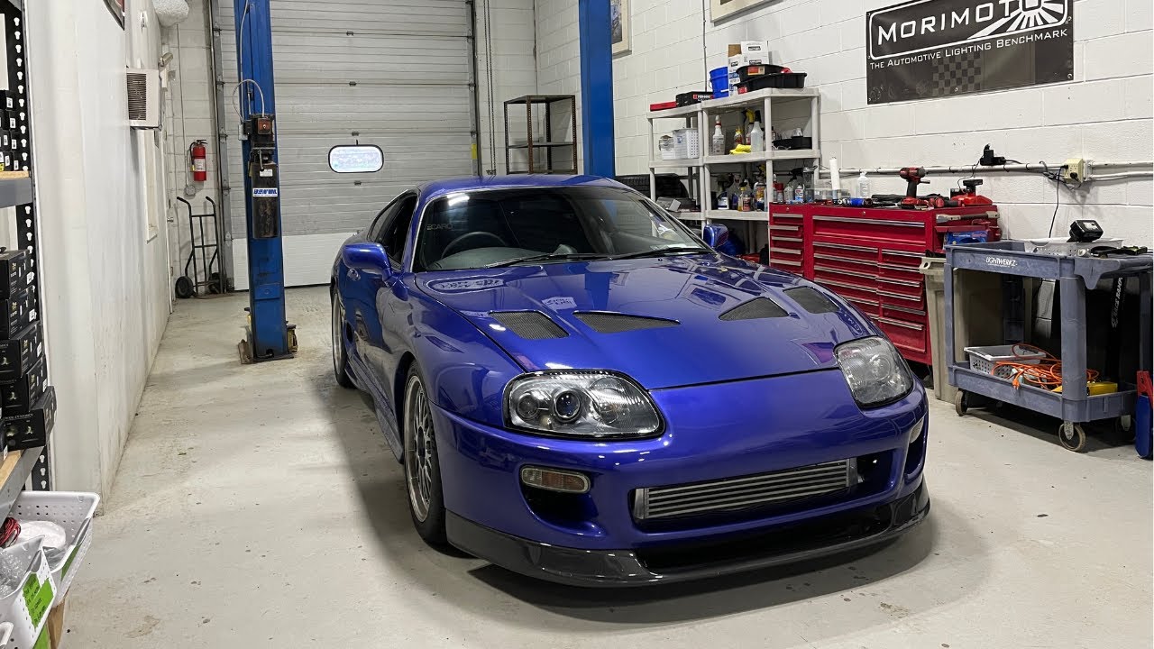 Royal Sapphire Pearl JDM Supra - Custom Headlight Conversion - YouTube