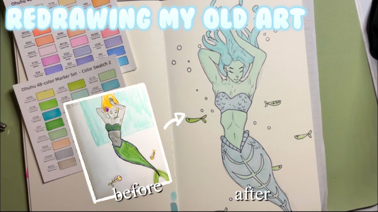 redrawing a ghost mermaid! 👻🐟 - YouTube
