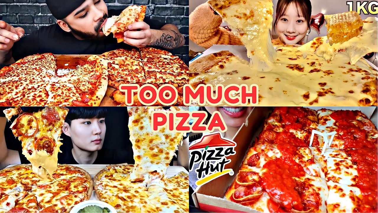ASMR CHEESY PIZZA Overload | Mukbangers devouring too much pizza ...