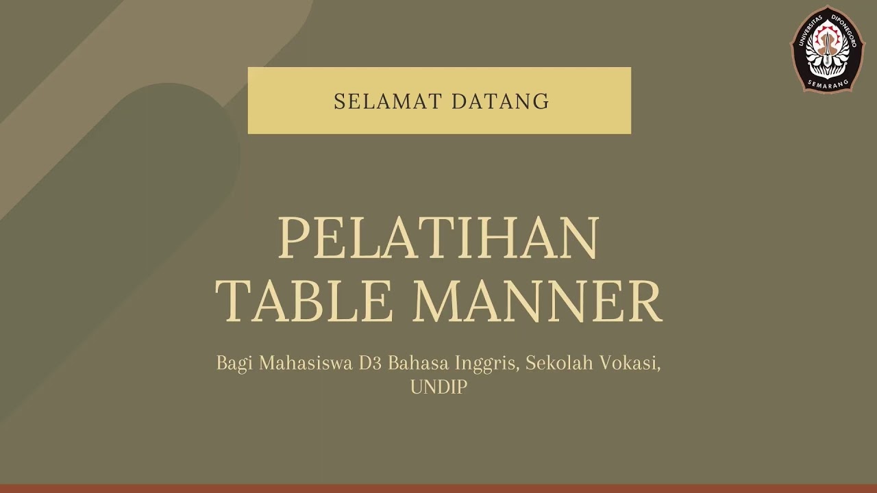 Pelatihan Table Manner D3 Bahasa Inggris Sekolah Vokasi Undip - YouTube