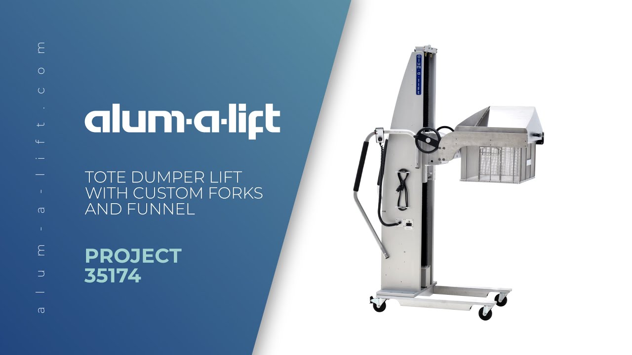 Tote Dumper Lift with Custom Forks and Funnel | Alum-a-Lift Project ...