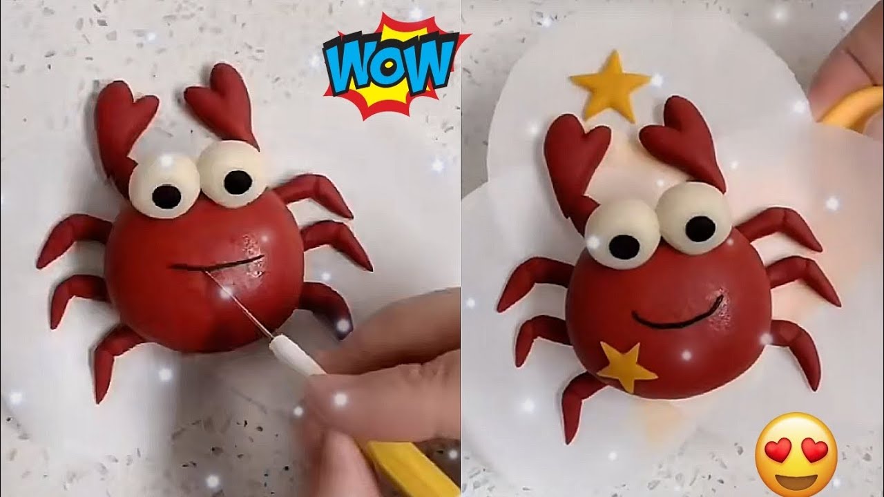 how to make easy crab with clay art for beginners step by step drawing ...