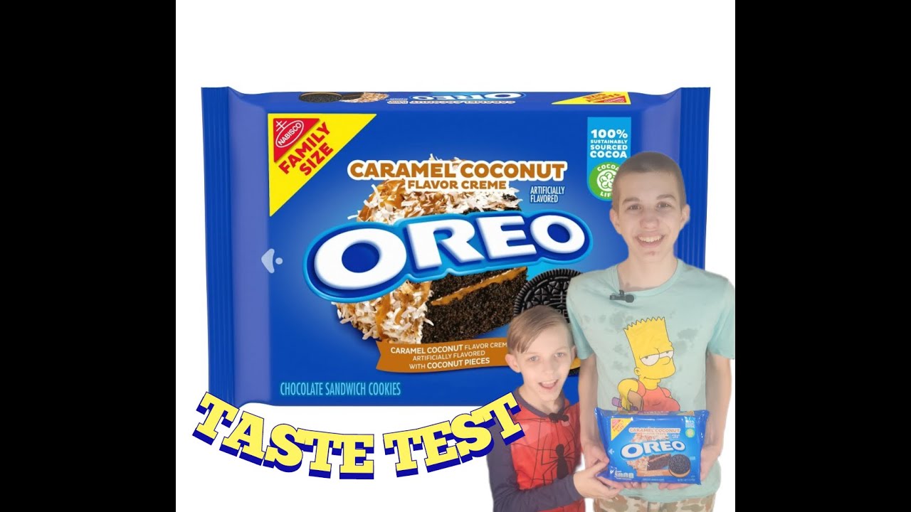 Oreo caramel coconut creme flavor cookie taste test yum??? - YouTube