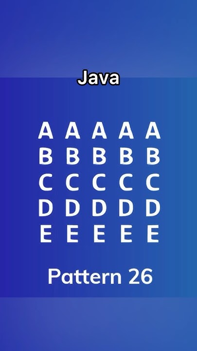 ABCDE Alphabetical Pattern in Java for coding round placement preparation#interviewquestions# ...