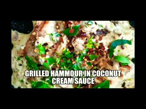 Grilled Hamour Fish in coconut sauce - YouTube